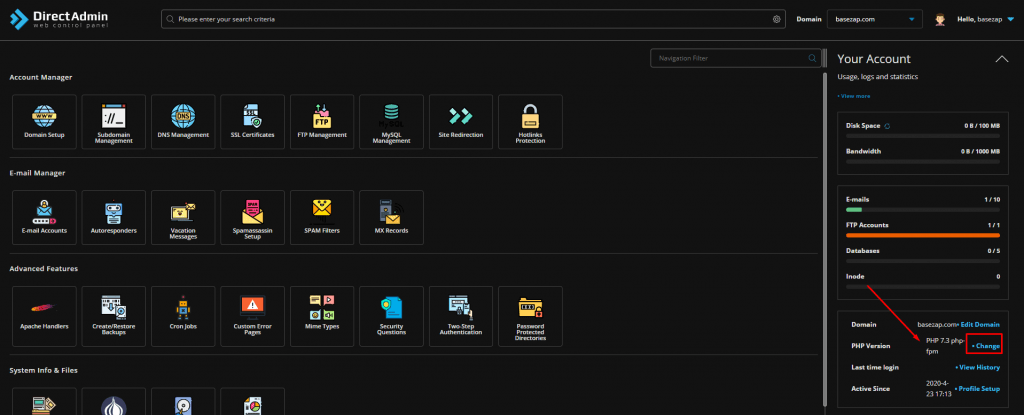 How to Change PHP version on Directadmin Server | BaseZap