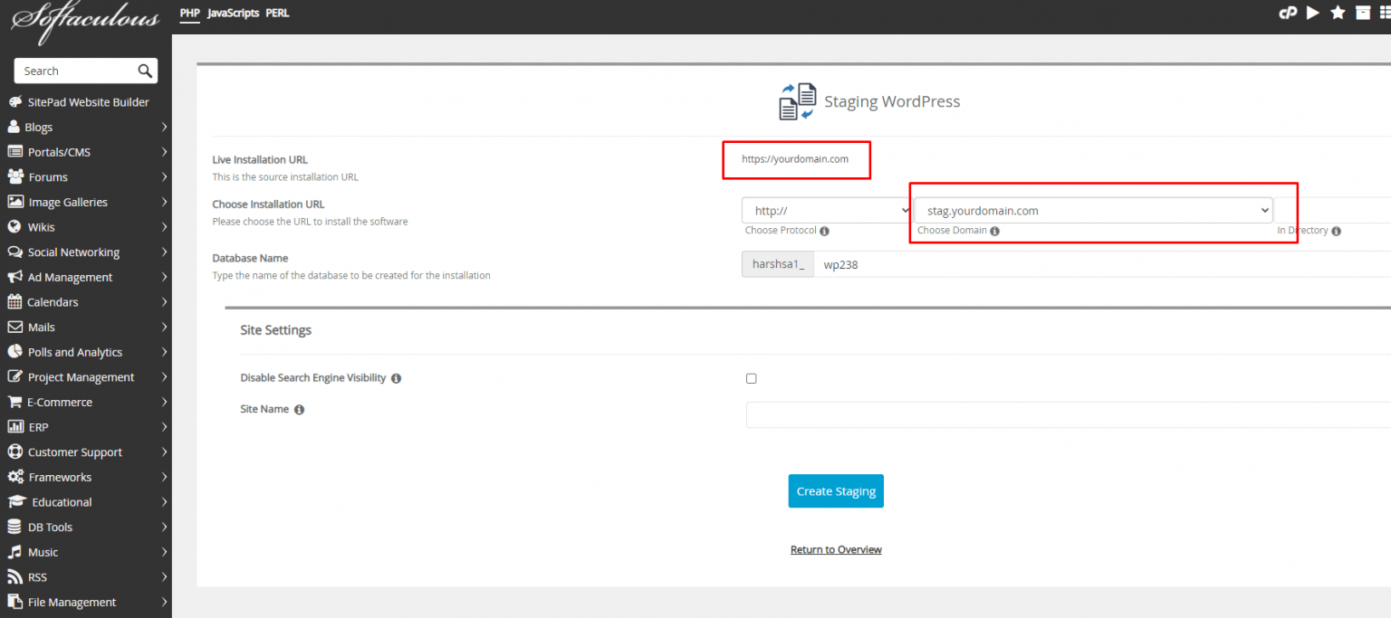 Create Staging WordPress using Softaculous | BaseZap