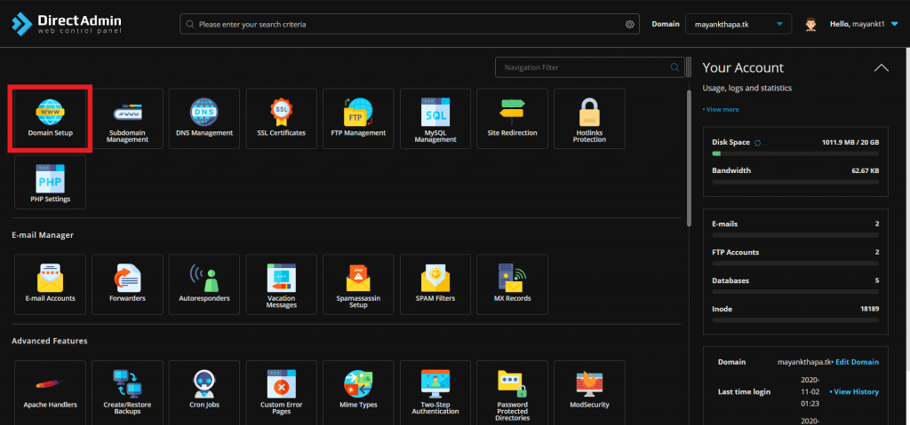 How to add domain to DirectAdmin panel | BaseZap