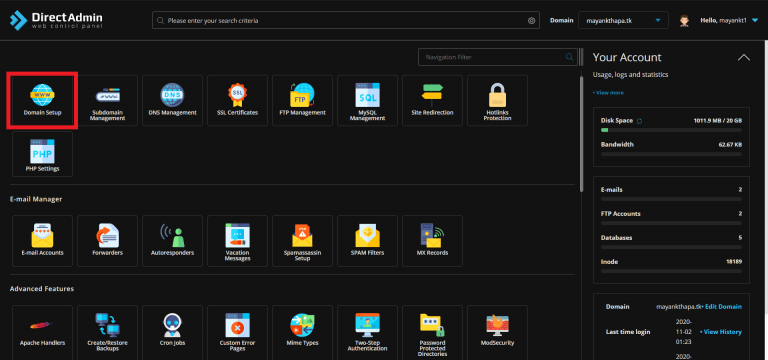 How to add domain to DirectAdmin panel | BaseZap